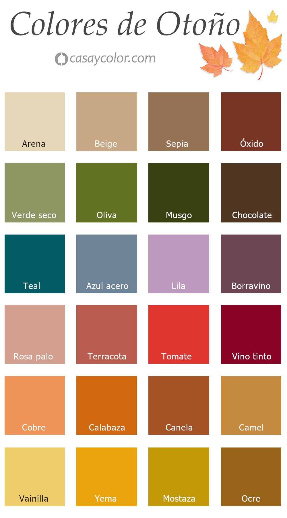 Paleta de Colores de Otoño para la decoración de tu hogar - Casa y Color